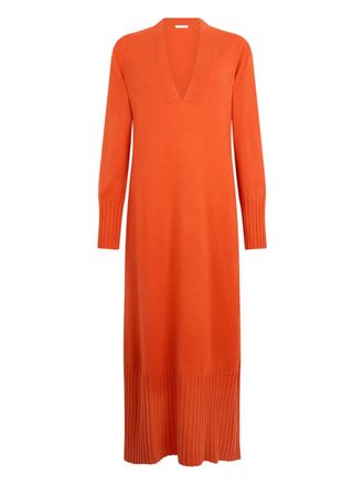 Malo knitted V-neck maxi dress - Orange