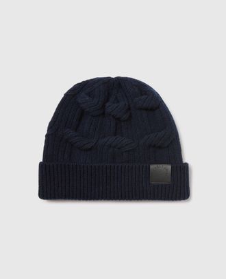 Stella McCartney Falabella Cable-Knit Beanie, Woman, Navy
