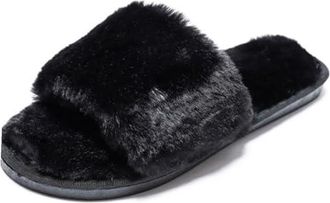 Valiclud Pantoufles Femme Noires Antidérapantes Peluche Douce Semelle Souple Confortable pour Intérieur Chaudes et Respirantes Chaussures de Maison