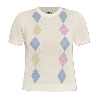 Ganni Rundhals-Oberteil - - Knitwear - Damen - Beige - L