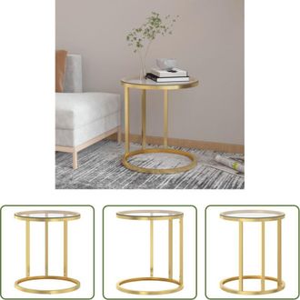 vidaXL Hartglas - Beistelltisch Golden und Transparent 45 cm Hartglas