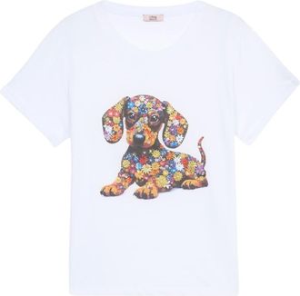 Oltre Femme, Tops, Blanc, Taille: 44 FR T-shirt avec impression et applications