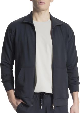 CALIDA Remix Basic Lounge Jacke Herren, durchgänginger Reißverschluss und seitliche Taschen