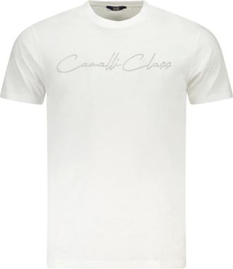 Cavalli Homme, Tops, Blanc, Taille: XL T-Shirt &agrave; Manches Courtes