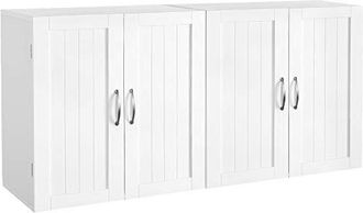 Yaheetech Lot de 2 Armoire Murale Salle de Bains Toilette Placard Commode Suspendu pour Cuisine Salon Stockage Blanc