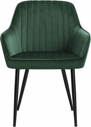 Songmics Chaise Salle &agrave; Manger, Fauteuil en Velours, Rembourr&eacute;e, avec Accoudoirs, Charge Max. 120 kg, Pieds en M&eacute;tal, pour Salle &agrave; Manger, Vert et Noir