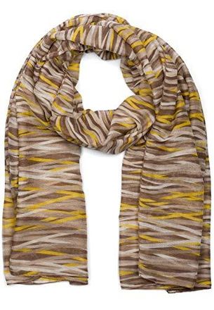 styleBREAKER Echarpe pour femmes avec motif de rayures colorées superposées, écharpe légère, étole 01016205, couleur:Marron-beige
