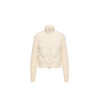 Moncler Moncler Cardigan Zipp&eacute; Matelass&eacute; En Laine Et Cachemire, Femme, Blanc, Taille: Xl