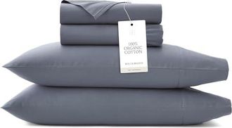 Boll & Branch Signature Bettlaken-Set, ges&auml;umt, luxuri&ouml;s, 100% Bio-Baumwolle, 1 Bettlaken, 1 Spannbetttuch und 2 Kissenbez&uuml;ge mit 17,8 cm Saum, butterweich und atmu