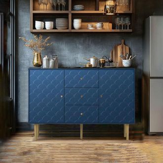 Urban Meuble Urban Meuble - Commode bleu marine avec 2 portes et 3 tiroirs, pour Rangement de cuisine