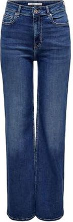 Only Onlluna Hw Wide DNM Diabox Jeans, Bleu foncé Denim, 30W x 32L Femme