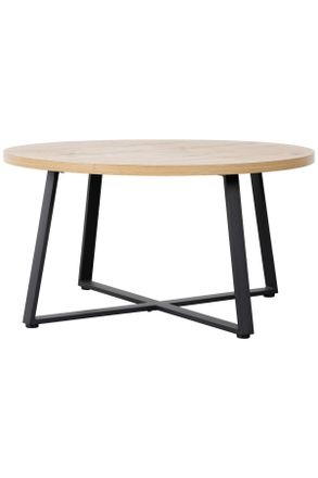 Boxxx Couchtisch, Schwarz, Eiche Artisan, Metall, Holzwerkstoff, rund, eckig, Flachrohr, 80x42x80 cm, Bsci, einfacher Aufbau, Wohnzimmer