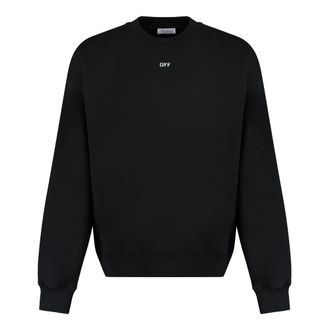Off-white Gerippter Baumwoll-Rundhalspullover - - Sweatshirts & Hoodies - Herren - Schwarzk - XL
