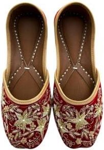 Generic Femmes Mariage Jutti Etnic Broderie Khussa Mode de mari&eacute;e Mojari Ventre plat Taille US 6-10 DLY, motif 2, 39.5 EU