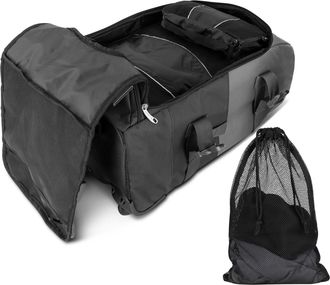 Normani Reisetasche mit Rucksackfunktion - Reisetrolley und Rucksack in Einem mit 5 passenden Kleidertaschen Schwarz/Grau 60 Liter