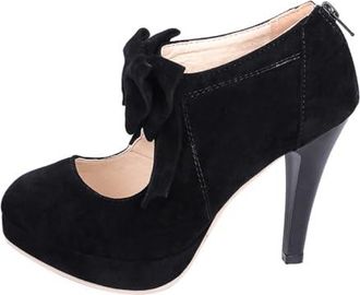 IFUNDOM Escarpins Femme Noirs &agrave; Noeud &Eacute;l&eacute;gant Bout Rond Talons Hauts Confortables et Stables Chaussures &Eacute;l&eacute;gantes pour Soir&eacute;es Mariages et Bureau Style Mode C