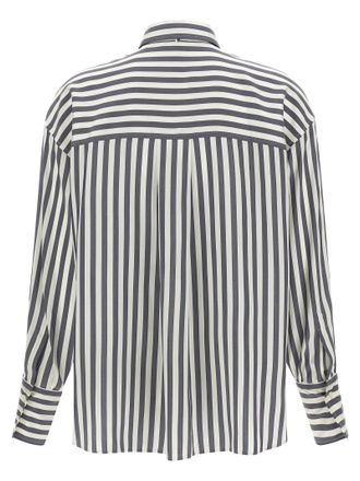 Brunello Cucinelli Striped Silk Blouse - Gray
