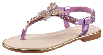 Buffalo Riemchensandale BUFFALO, Damen, Gr. 41, lila (flieder, gold), Lederimitat, gl&auml;nzend, metallic, Schuhe Riemchensandale, Sommerschuh, Zehentrenner mit f