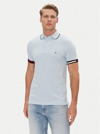 Tommy Hilfiger Poloshirt Flag Cuff MW0MW38458 Himmelblau Slim Fit