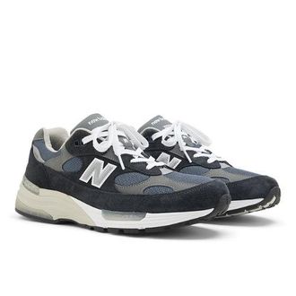 New Balance Unisexe Made in USA 992 en Bleu/Gris/Blanc, Suède/Mesh, Taille 38.5 Large