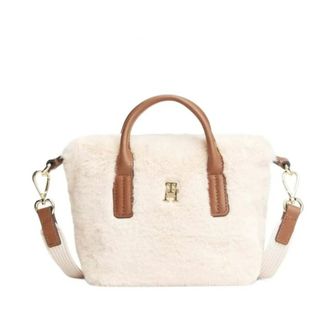 Tommy Hilfiger Micro sac cabas Popette en fausse fourrure - Femme - Sacs - Blanc - Taille: ONE Size