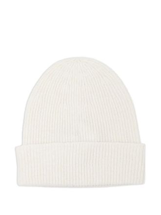 KANGRA bonnet en cachemire à design côtelé - Blanc