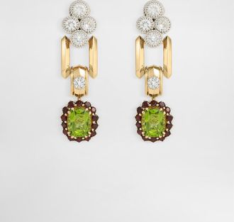 Dolce & Gabbana Ohrringe Eleganza 18-kar&auml;tiges Wei&szlig;- Und Gelbgold, Peridote, Granate Und Saphire - Frau Ohrringe Mehrfarbig Onesize