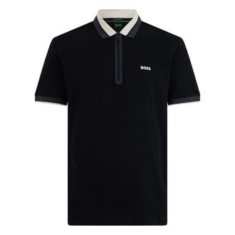 HUGO BOSS Homme, Tops, Noir, Taille: 2XL Polo en coton zipp&eacute;