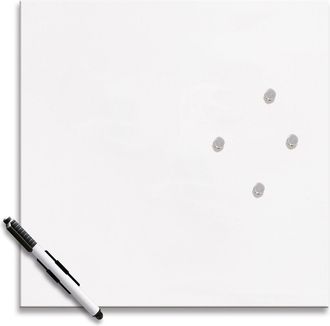 Eurographics Eurographics Memo Board MB-WHITE3030 Magnet- und Schreibtafel aus Glas in wei&szlig; (inklusiv Stift + Magnete) White, 30x30cm