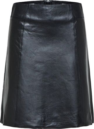 Selected Damen Slfnew Ibi Mw Leather Skirt B Noos Lederrock, Schwarz, 38 EU