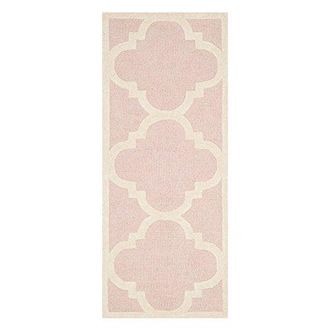 Safavieh Tapis Moderne Pour Salon, Salle à manger, Chambre à coucher - Cambridge Collection, Tapis à poil court, Rose clair et ivoire, 61 X 91 cm