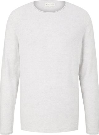 Tom Tailor Herren Basic Pullover 1034656, 31000 - Grey White Mouline, S
