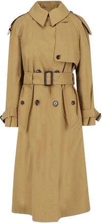 Burberry Femme, Manteaux, Brun, Taille: 34 FR Long Trench-Coat Fitzrovia en Toile avec Doublure