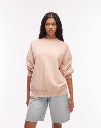 & Other Stories Sweat ras de cou oversize - Argile rose