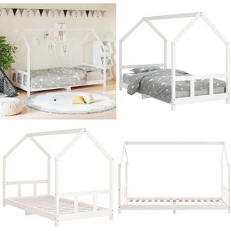 vidaXL Cadre de lit pour enfants blanc 90x200 cm bois de pin massif - Lit Bébé - Lit Enfant - Cadre De Lit - Mobilier Enfant - Bois De Pin - Home & Living