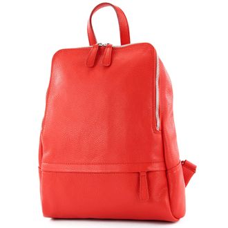 modamoda.de T138 Damen Leder Rucksack Handtasche handmade in Italy, Farbe:Hellrot