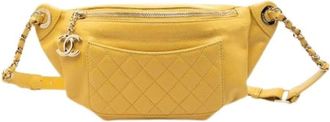 Chanel Sac banane matelass&eacute; en cuir dagneau Pre-owned - Femme - Pre-owned - Jaune - Taille: ONE Size