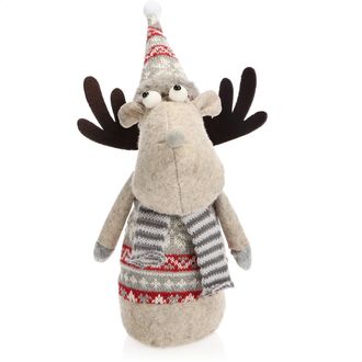 Com-Four Elchfigur für die Weihnachtsdeko, winterliche Rentier-Figur als schwedische Dekoartikel, niedlicher Kantenhocker als Raumschmuck oder Geschenk (1 Stüc