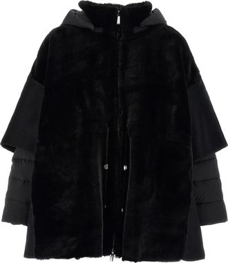 Moorer Femme, Vestes, Noir, Taille: 36 FR Raja Veste en peau de mouton et laine