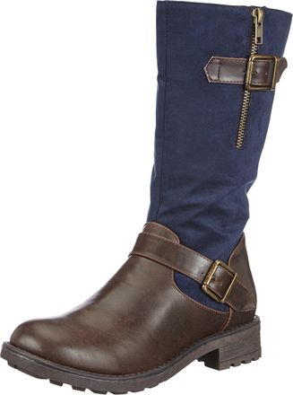 Andrea Conti Damen 1128567285 Biker Boots, Mehrfarbig (Dunkelbraun/Navy)