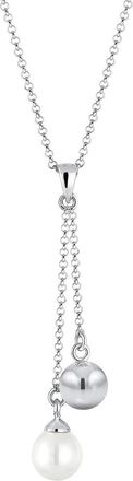 Elli Halskette Damen Kugel Anhänger Y-Kette elegant mit Muschelkernperlen in 925 Sterling Silber