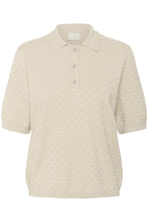 Kaffe Damen-Poloshirt, strukturiert, gestrickt, Kurze &Auml;rmel, Normale Passform, Kn&ouml;pfe