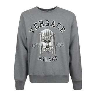 Versace Cotton Crewneck Sweatshirt - - Sweatshirts & Hoodies - Herren - Grau - L