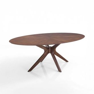 Oresteluchetta Ovaler Design-Esstisch aus Massivholz 110x190 cm Leon - Walnuss
