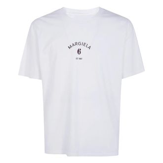 Maison Margiela 6 Printed T-Shirt - - Tops - Herren - Wei&szlig; - L
