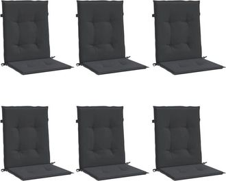 vidaXL Coussins de chaise de jardin &agrave; dossier bas lot de 6 noir - Vidaxl