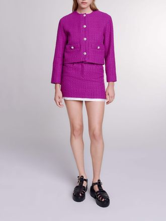 Maje Tweed-jacke - Rosa Fuchsia - Gr&ouml;&szlig;e 38 - Maje