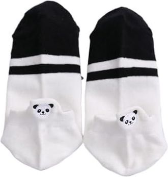 Generico 5 paires de chaussettes Cartoon Panda, chaussettes de cheville en coton Kawaii pour femme, Color04, 5 pairs