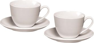Ritzenhoff & Breker Cappuccino-Set Bianco, 12-teilig, 300 ml, Cappuccinotassen mit Untertassen für 6 Personen, Spülmaschinenfest & Mikrowellengeeignet, Porzellan, Weiß