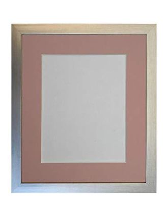 Frames by Post Bilderrahmen mit pinkem Passepartout, 35,6 x 27,9 cm, Bildgröße 30,5 x 20,3 cm, Kunststoffglas, 1,9 cm, silberfarben